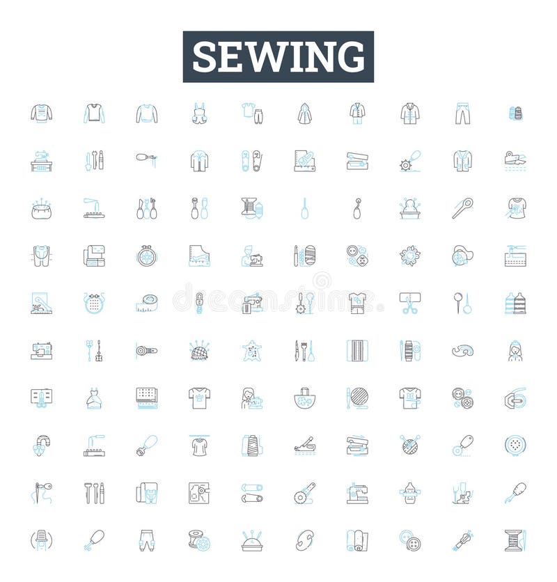 Sewing Vector Line Icons Set Needlework Seamstress Fabric Cutting