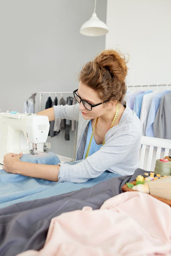 Sewing woman stock image. Image of working, designer - 95178855