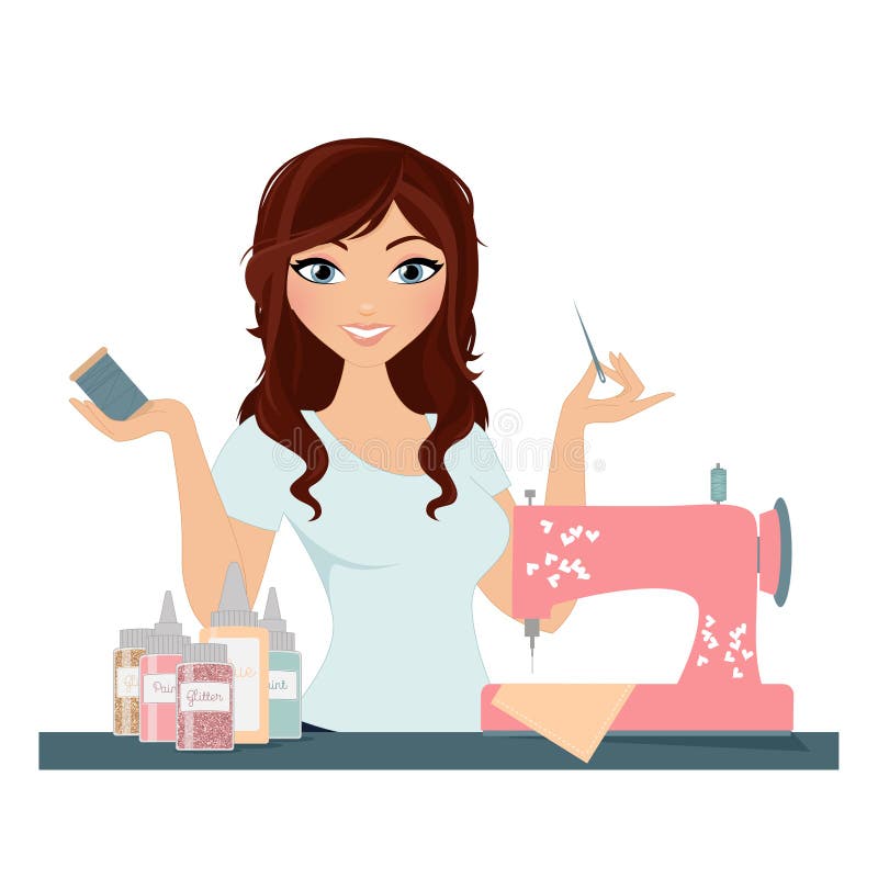 Sewing woman stock illustration. Illustration of sewing - 50670711