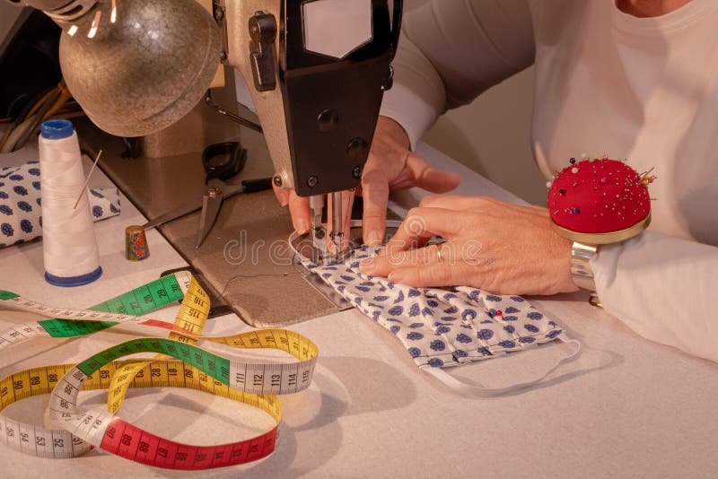 Sewing Work with a Professional Sewing Machine. Stock Image - Image of ...