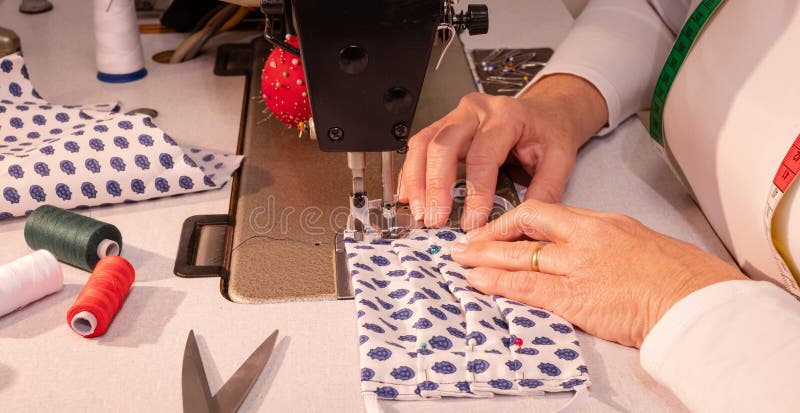 Sewing Work with a Professional Sewing Machine. Stock Photo - Image of ...