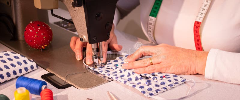 Sewing Work with a Professional Sewing Machine. Stock Photo - Image of ...