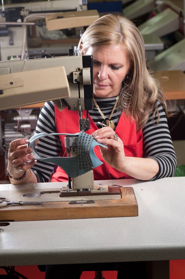 Sewing worker stock photo. Image of shoe, plant, manufacture - 18858126