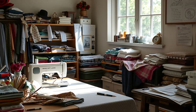 Sewing Workshop Interior, Craftsman S Studio Scene, Stock Photo ...
