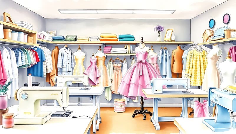 Sewing Workshop Interior, Tailor Studio Fashion. Stock Photo ...