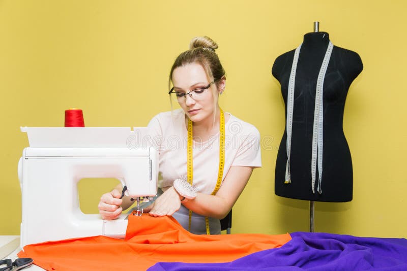 Sewing Workshop. Seamstress at Work Stock Image - Image of fashion ...