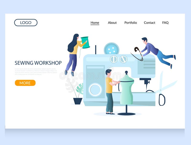 Sewing Workshop Vector Website Landing Page Design Template Stock ...