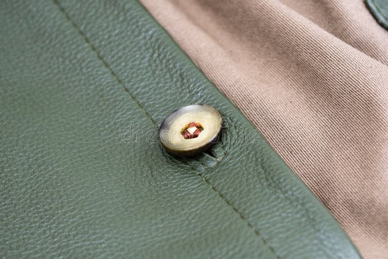 Sewn Button on the Leather Handbag Stock Photo - Image of design ...