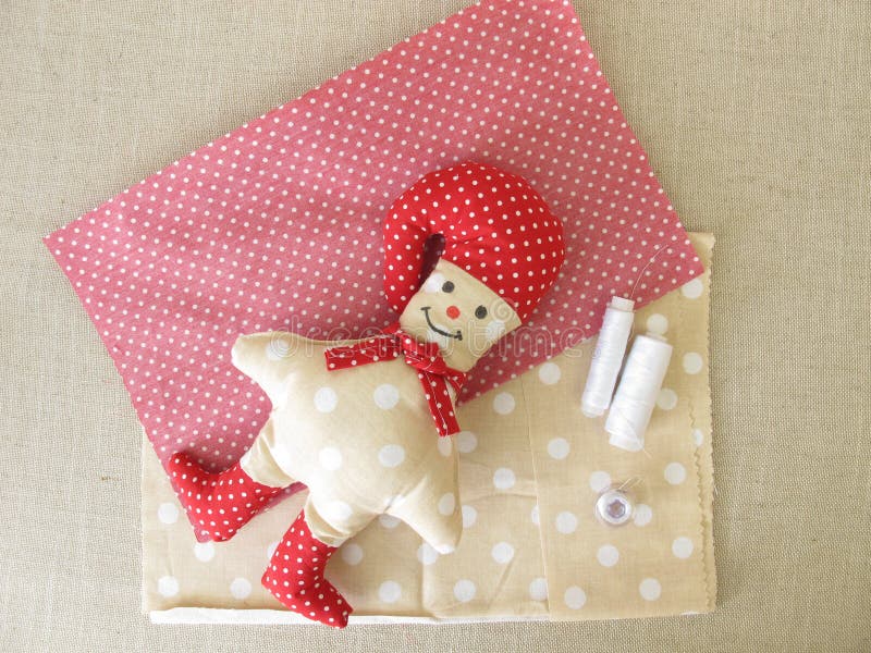 Sewn Christmas Wight with Red Dwarf Cap and Red Boots Stock Image ...