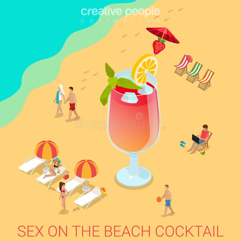 Sex On The Beach Cocktail Vector Stock Vector Illustration Of