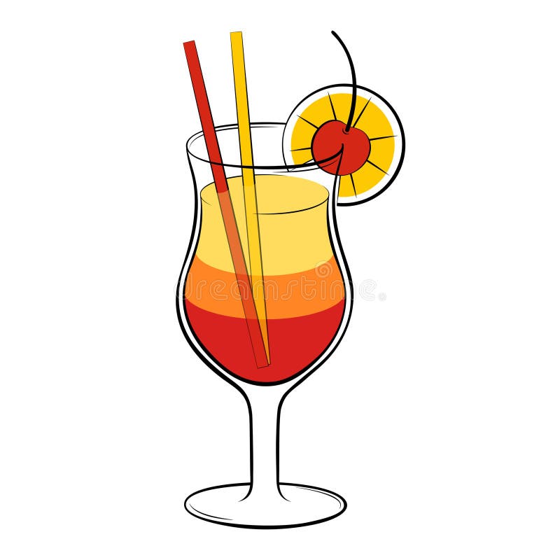 Sex On The Beach Or Tequila Sunrise Cocktail Stock Vector