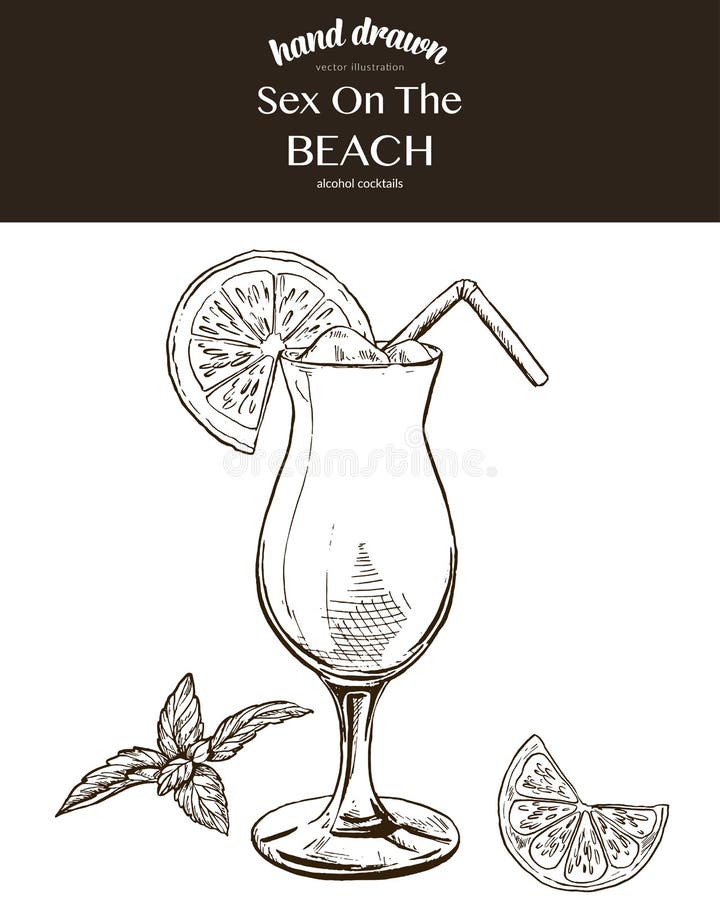 Sex On The Beach Vector Sketch Illustration Stock Vector