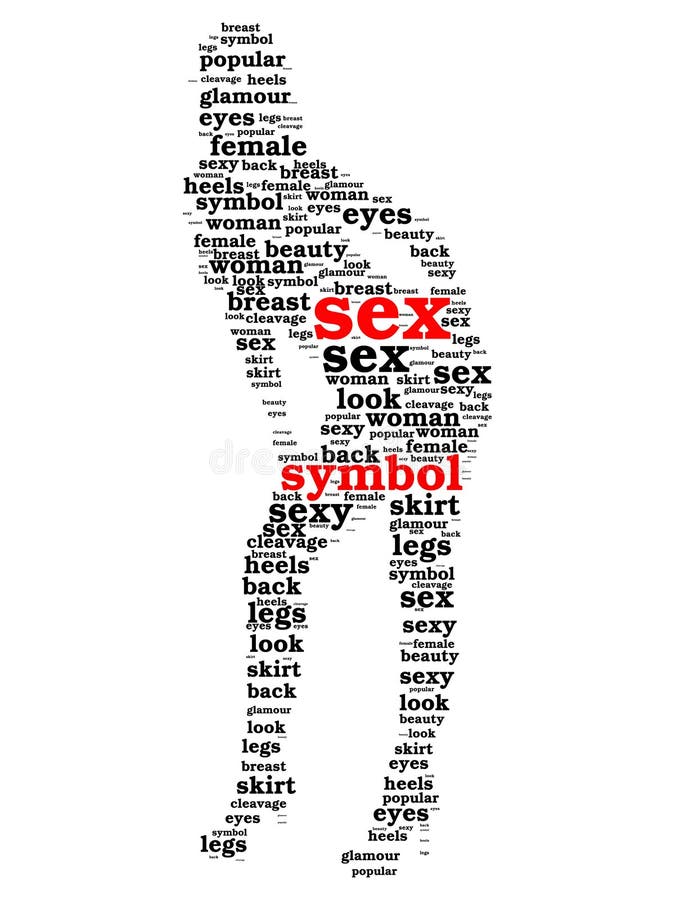 Sex Symbol Word Cloud In Shape Of Woman Stock Illustration