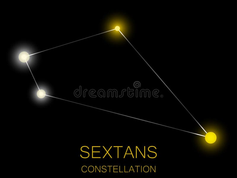 Sextans Constellation. Bright Yellow Stars in the Night Sky. a Cluster of Stars in Deep Space ...