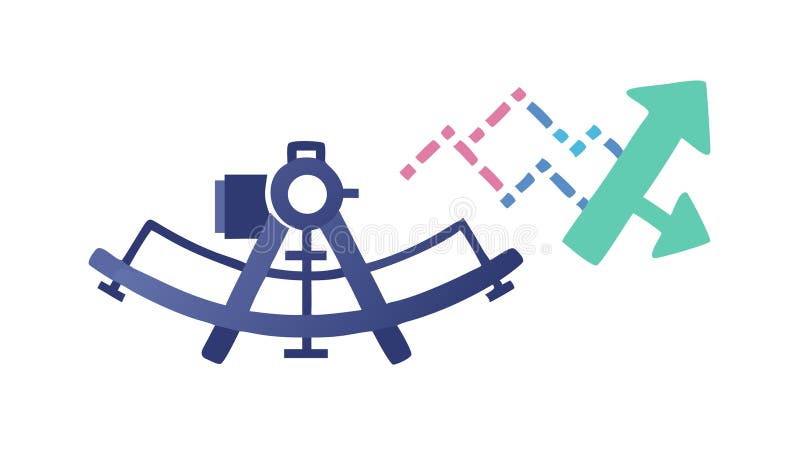 Sextant Navigational Tool Icon with Upward Graph Arrow, Vector Design ...