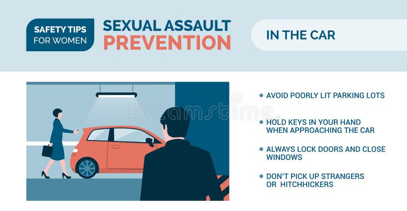 Sexual Assault Prevention How To Be Safe In A Car Stock Vector