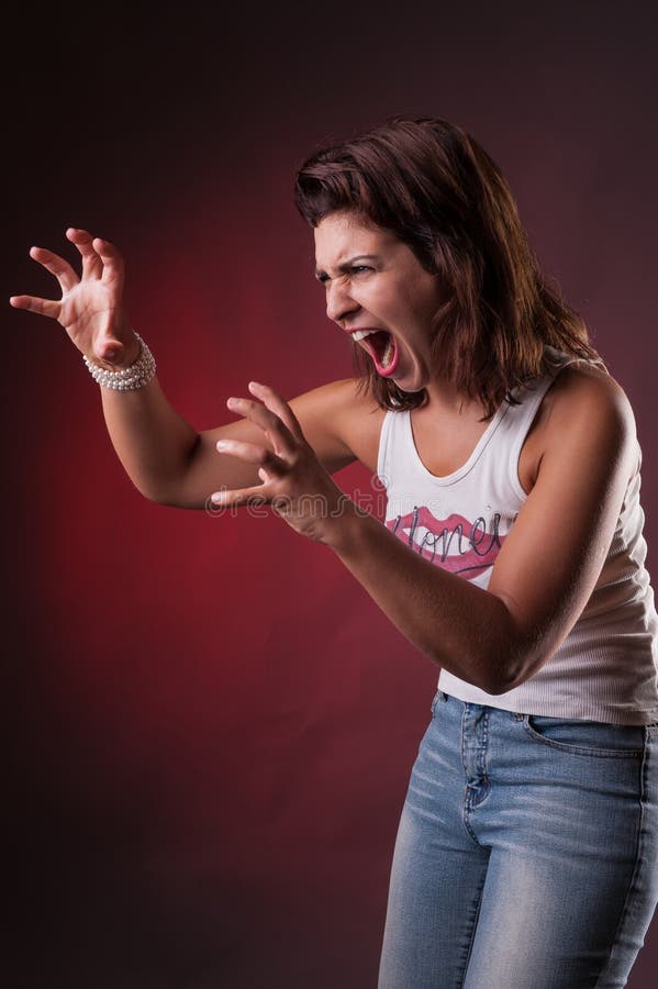 Agressive looking woman stock photo. Image of face, makeup - 32872386