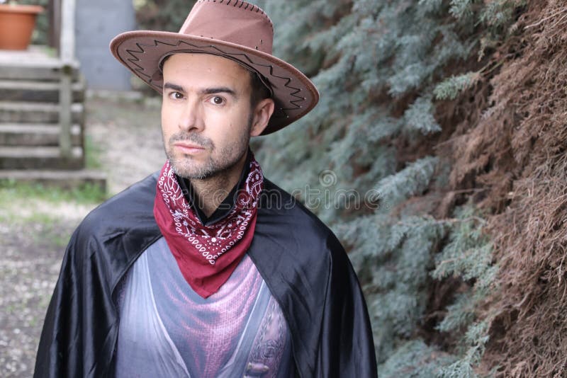 American Bandit Wearing Leather Hat Stock Photo - Image of style, swag ...