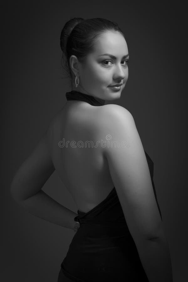 And Beauty Woman Looking Over Her Shoulder Stock Image - Image of ...