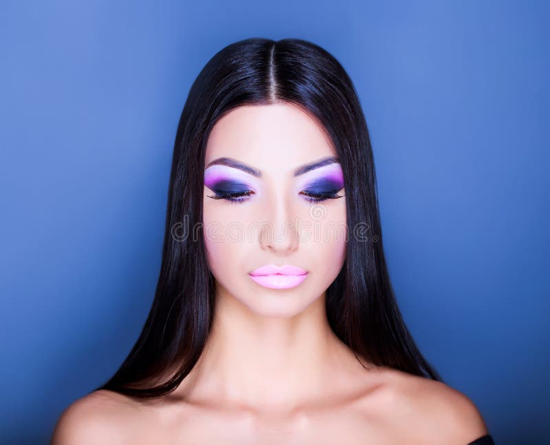 Beauty Woman Portrait Professional Holiday Make Up For Brunette