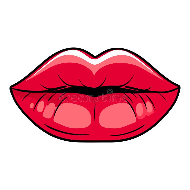 Biting Lips Isolated on White Background. Cartoon Style Stock Vector ...