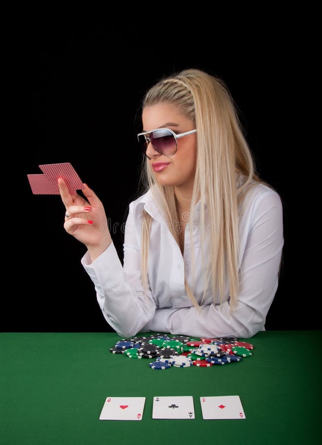 Woman with Poker Face Making a Bet Stock Photo - Image of social ...