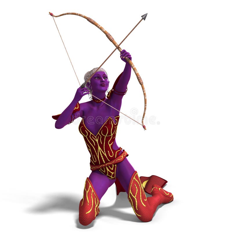 Blue Elf with Bow stock illustration. Illustration of bowman - 17956352