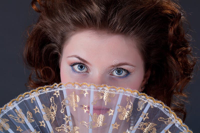 .sexy Brunette Girl with Fan Stock Photo - Image of wearing, female ...