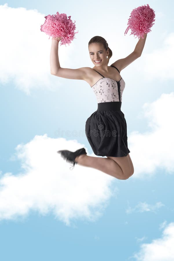 Cheerleader jumps stock photo. Image of attractive, cute - 27692554