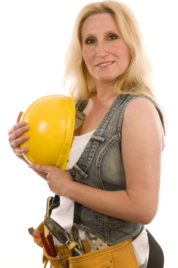 Contractor Construction Lady with Tools Stock Image - Image of ...