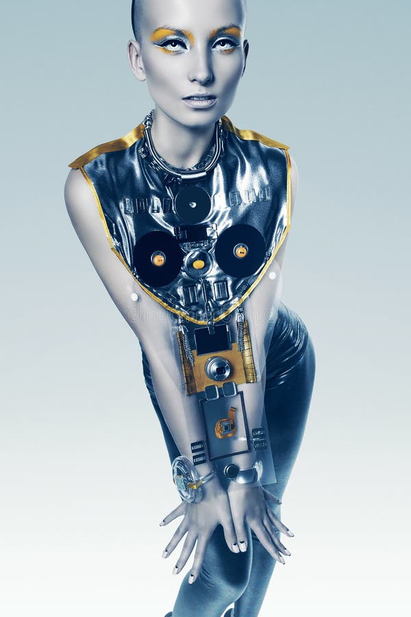 Cyborg woman in costume stock illustration. Illustration of accessory ...