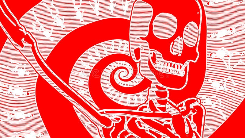 Dancing Skeleton in Comic Style, White and Red Textures and Patterns ...