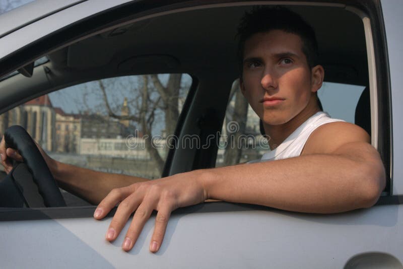 Driver in a car stock image. Image of muscular, male - 41801399