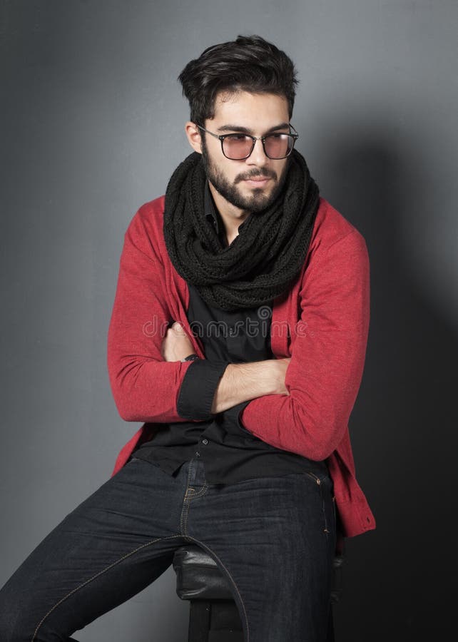 Fashion Man Model Dressed Casual Posing Dramatic Stock Image - Image of ...