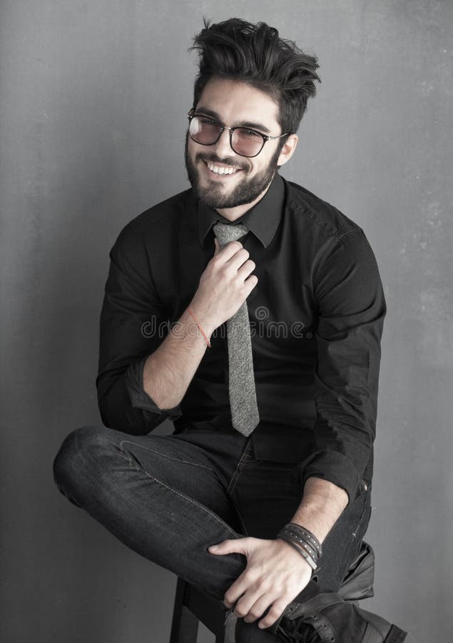 Fashion Man Model Dressed Casual Posing Dramatic Stock Photo - Image of ...