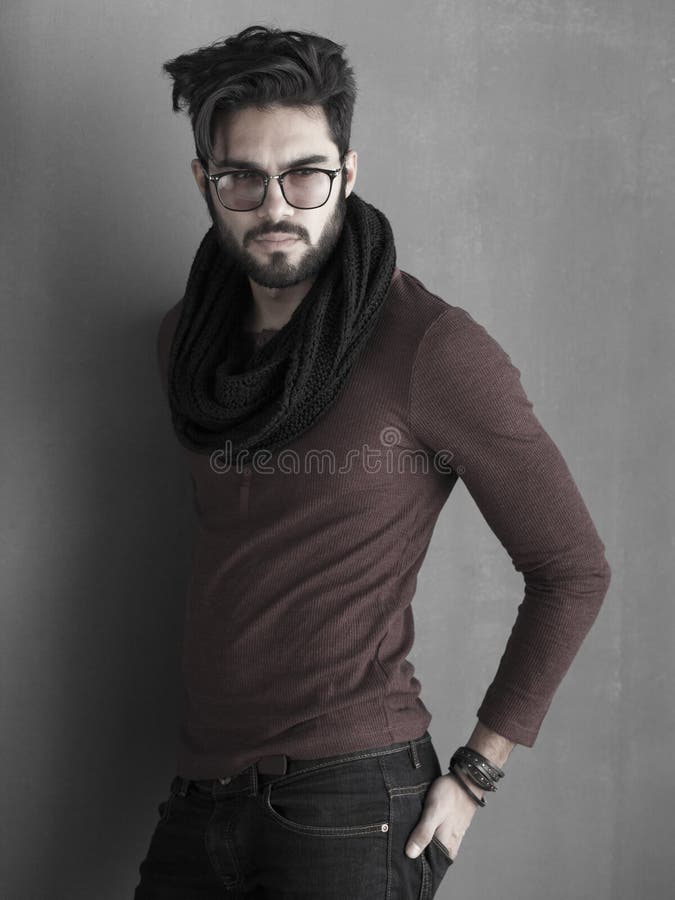 Fashion Man Model Dressed Casual Posing Dramatic Stock Image - Image of ...