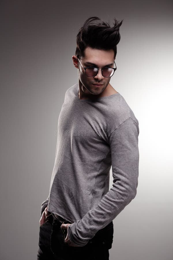 Fashion Man Model Dressed Casual Posing Dramatic in the Studio Stock ...
