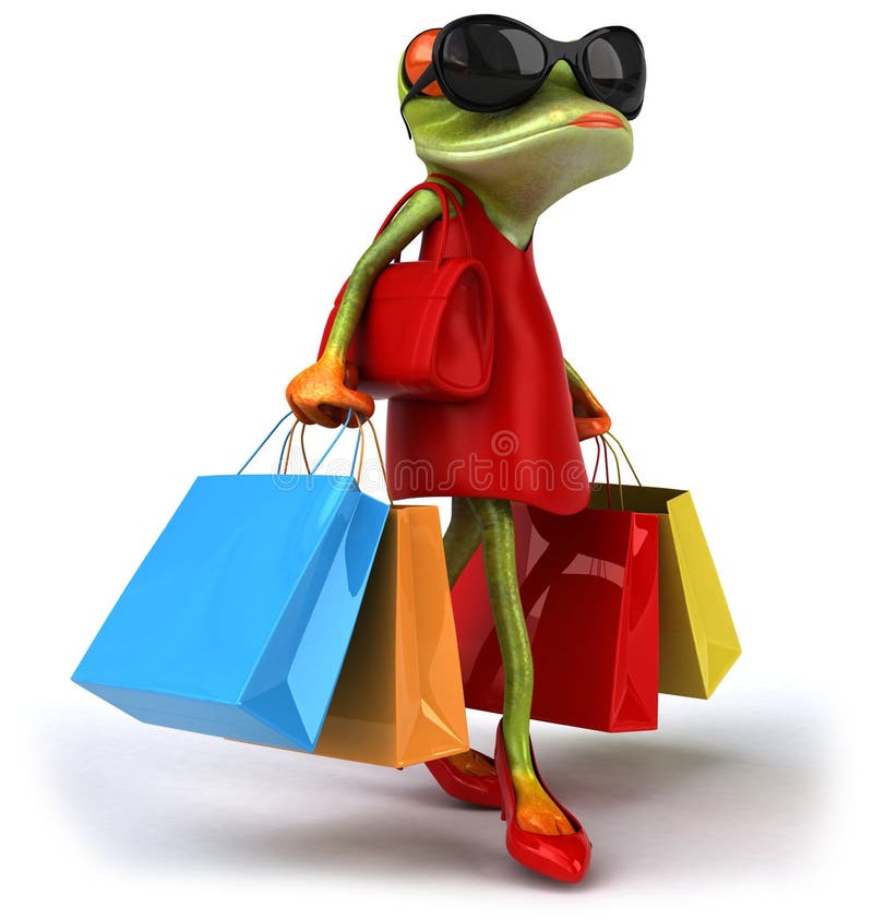 Frog shopping stock illustration. Illustration of slimy - 8941259