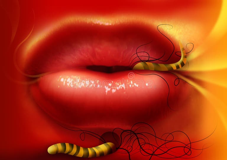 Full red lips,desire evil stock illustration. Illustration of lips ...