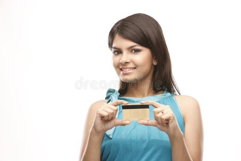 Female with Her Credit Card Stock Image - Image of frills, choices: 8090981
