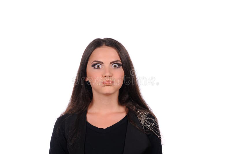 Girl with inflated cheeks stock photo. Image of cheeks - 157085398