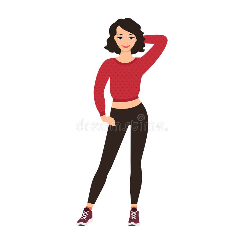 Standing Girl Front View. Cartoon Kid Character Stock Vector ...