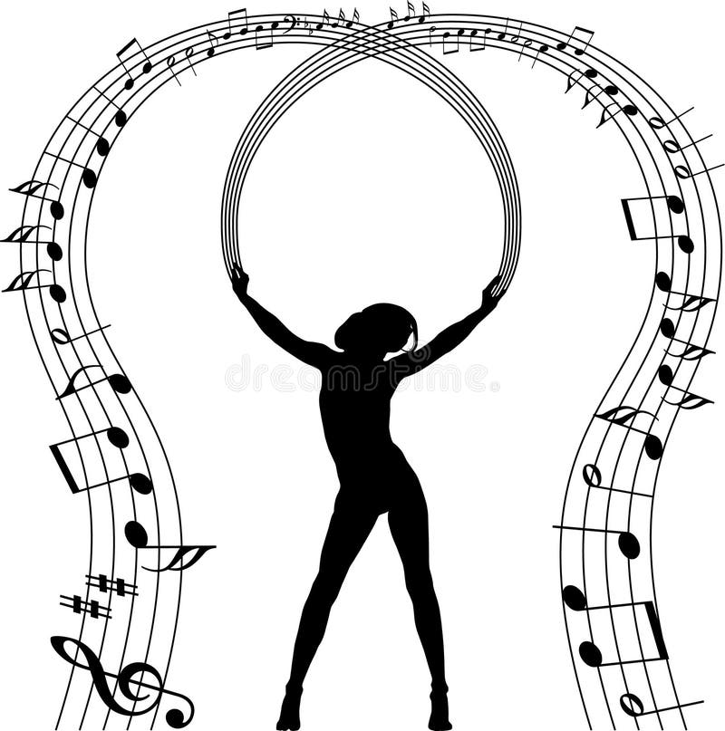Girl Silhouette with Music Notes Stock Vector - Illustration of light ...