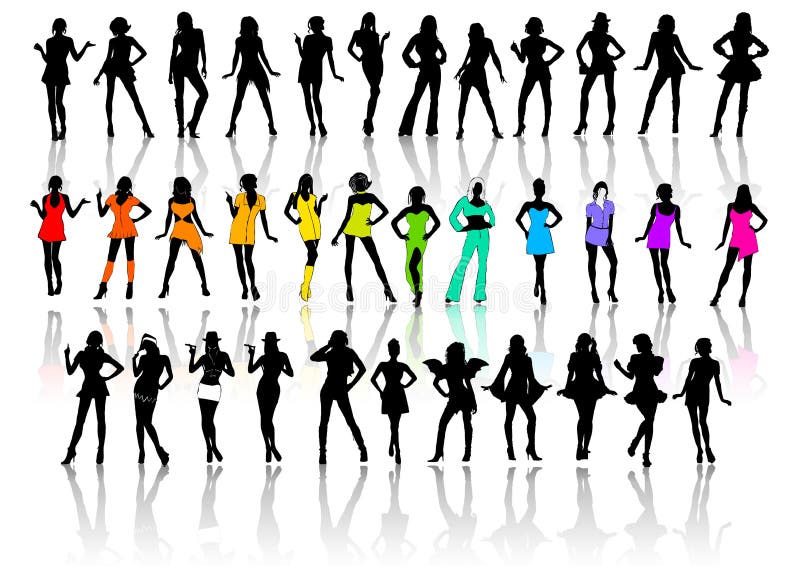 Girls Vector Pack stock vector. Illustration of pose, dress - 6074491