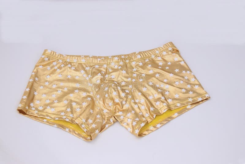 Sexy Gold Metallic Male Underwear Boxers Isolated On White Background