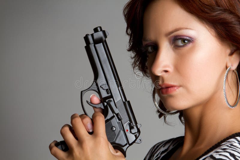 Gun Woman stock photo. Image of posing, girl, fashion - 15253826