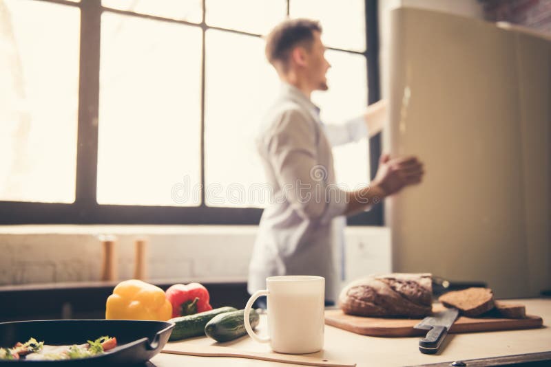 Guy cooking stock photo. Image of athletic, food, lifestyle - 85074482