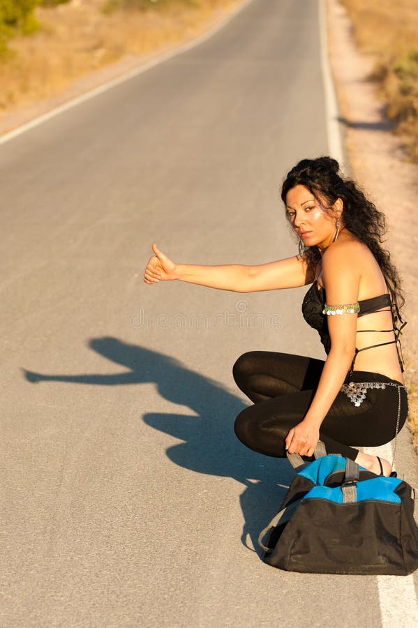 Hitchhiker Stock Image Image Of Highway Girl Female 20771725