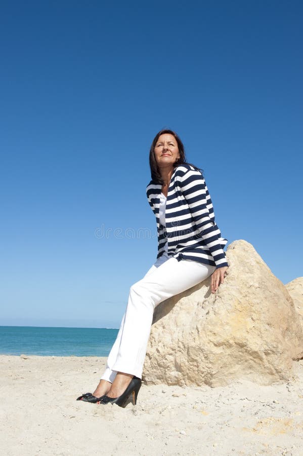 Lady and ocean stock photo. Image of outdoors, contemplation - 15752554