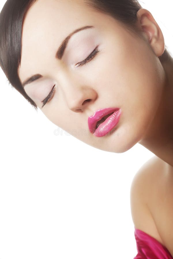 Lady with pink lips stock image. Image of elegant, lips - 38772505